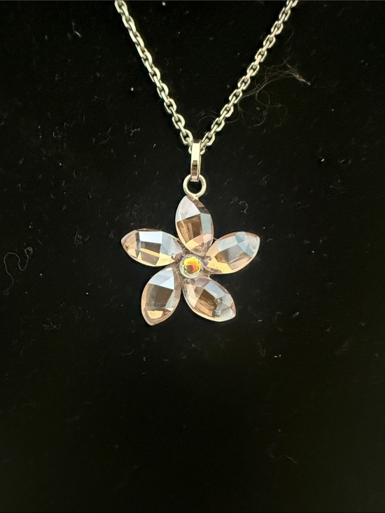 Swarovski | Jewelry | Swarovski Pink Crystal Flower Pendant Necklace ...
